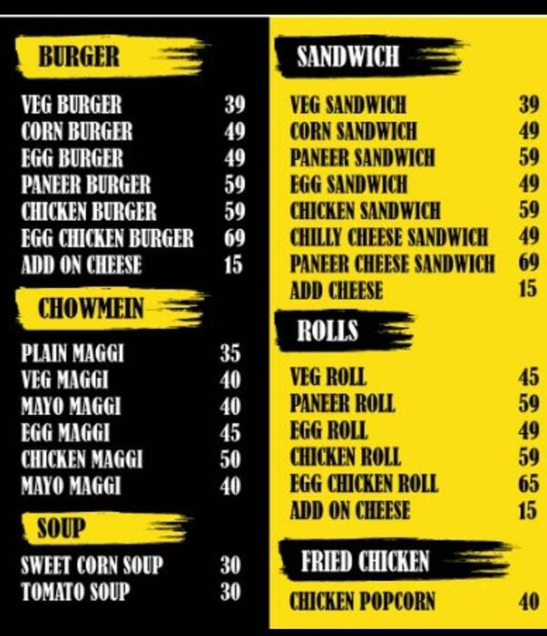 Menu of Empty Cup, Kengeri, Bangalore