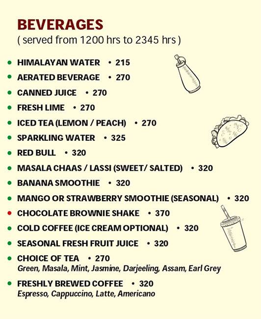 Menu at Caramel, Vivanta By Taj, New Delhi