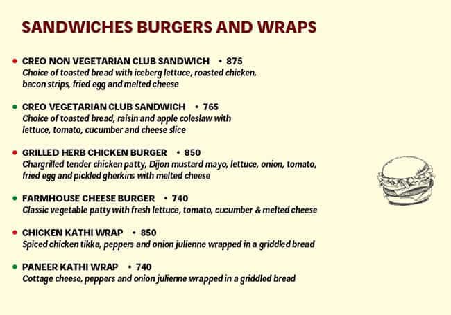 Menu at Creo - Vivanta By Taj, New Delhi