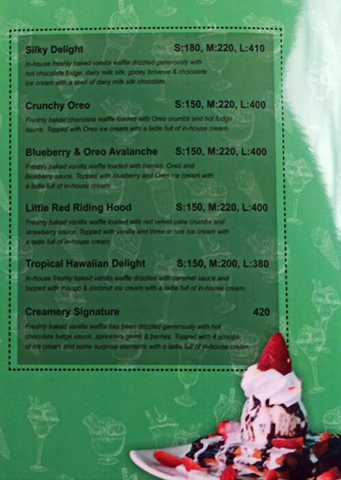 Menu at The Creamery, Surat, G-10