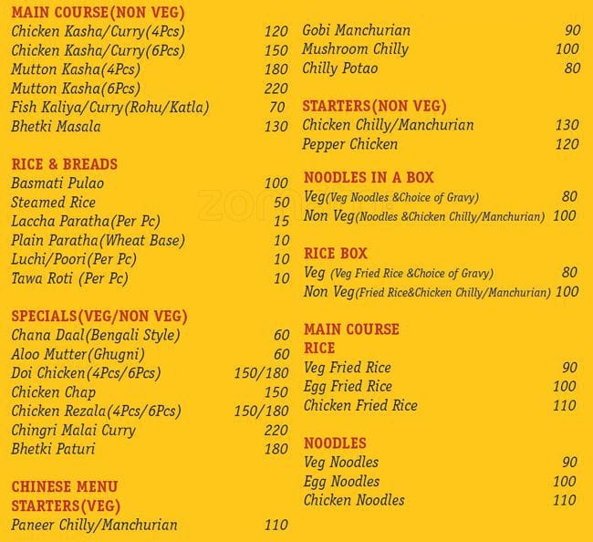 Menu at Gopal Bhar, Bengaluru, 9