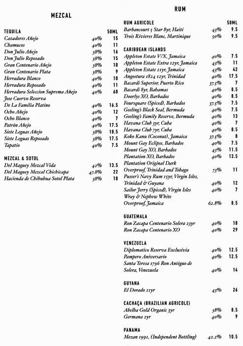 Menu at Reunion Bar, London, 101 Buckingham Palace Rd