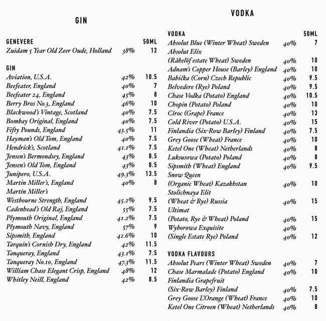 Menu at Reunion Bar, London, 101 Buckingham Palace Rd