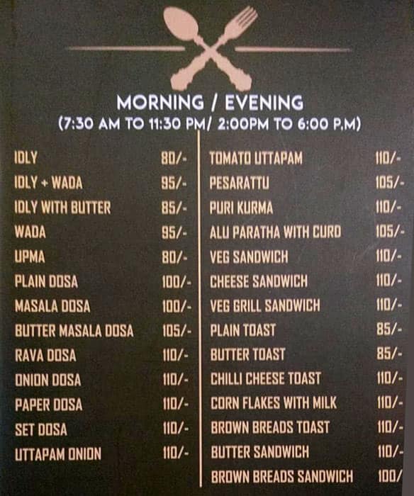 Menu at Rajdhani, Hyderabad, Rajdhani Jain Mandir Road