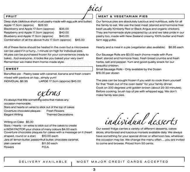 Menu at Welsh Lady Cake Shop desserts, Paddington