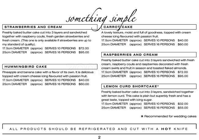 Menu at Welsh Lady Cake Shop desserts, Paddington