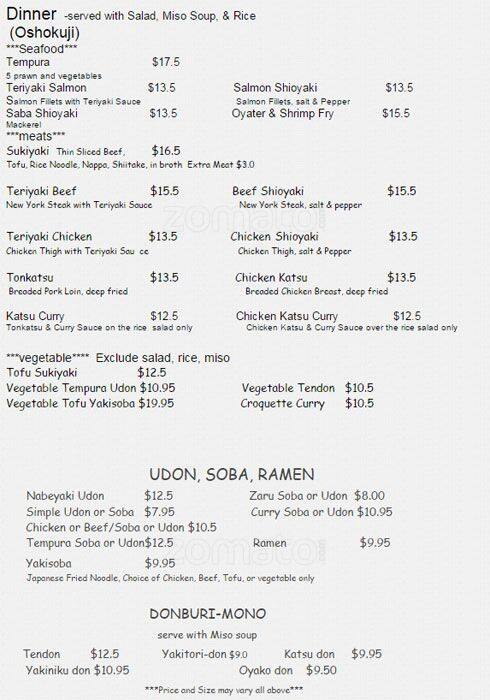 Menu at New Zen Japanese Restaurant, Renton, 509 S 3rd St Suite A