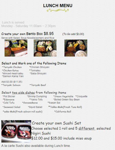 Menu at New Zen Japanese Restaurant, Renton, 509 S 3rd St Suite A