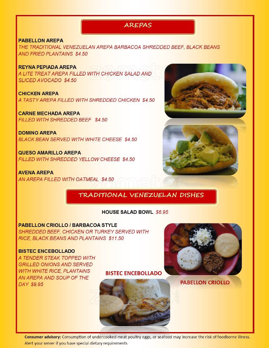Menu at Venezuelan Bowl, Chicago