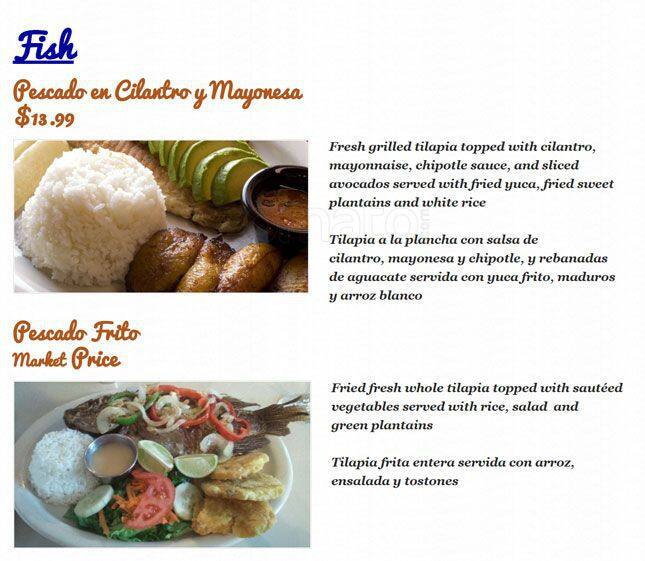 Menu at Casa Colombia restaurant, Austin, E 7th St