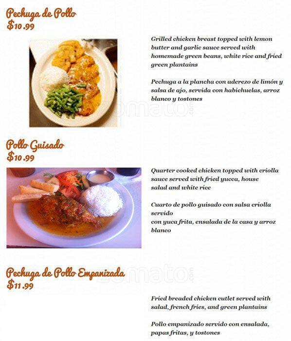 Menu at Casa Colombia restaurant, Austin, E 7th St