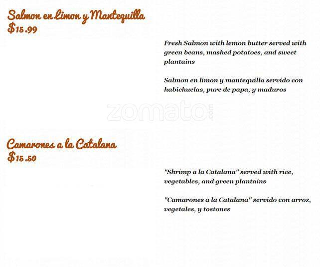 Menu at Casa Colombia restaurant, Austin, E 7th St