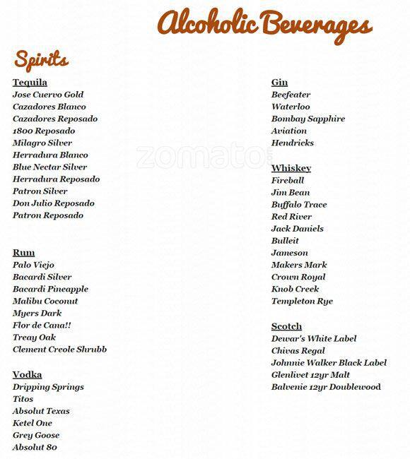 Menu at Casa Colombia restaurant, Austin, E 7th St