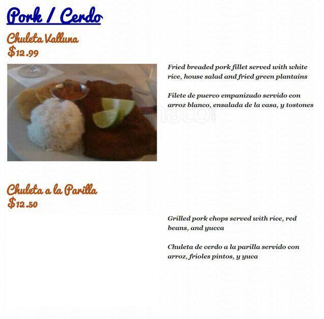 Menu at Casa Colombia restaurant, Austin, E 7th St