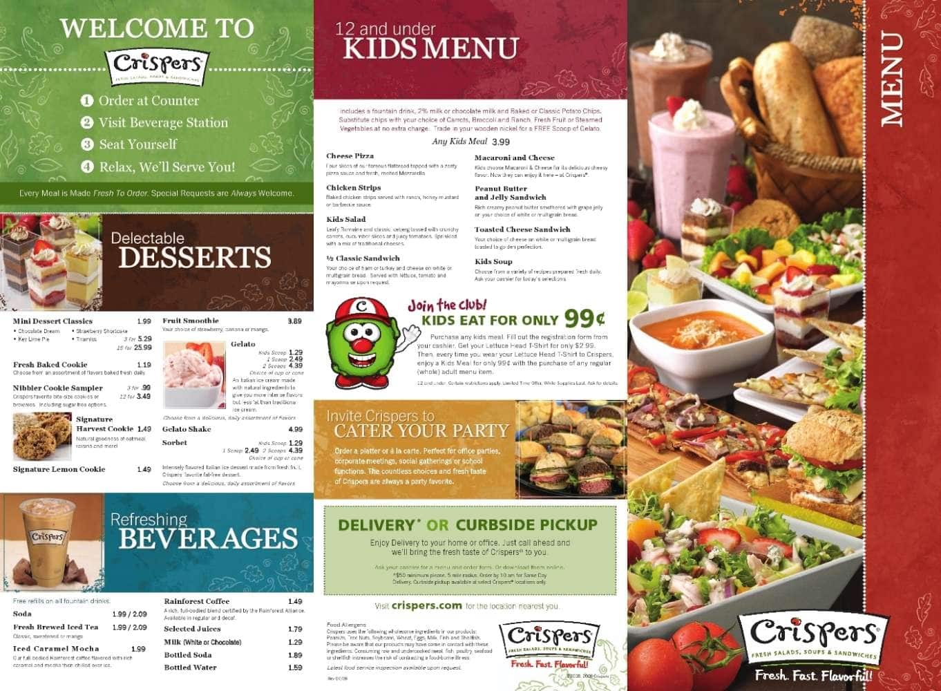 Menu at Crispers restaurant, Davie