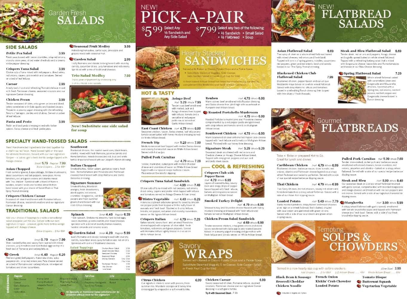 Menu at Crispers restaurant, Davie