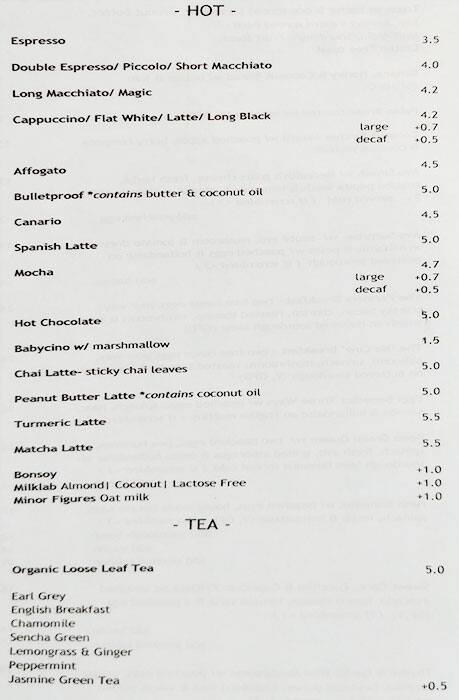 Menu at Two Farm Girls cafe, Aspendale