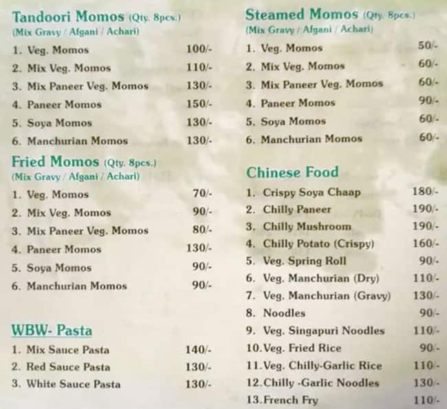 Menu of Pure Veg Dhaba, Sector 7, Faridabad