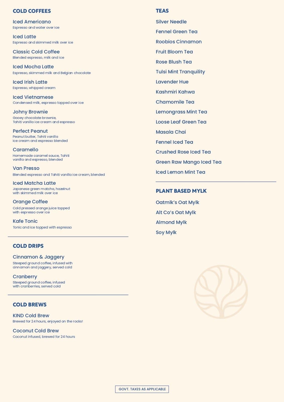 Menu of The Kind Roastery & Brew Room, JP Nagar, Bangalore