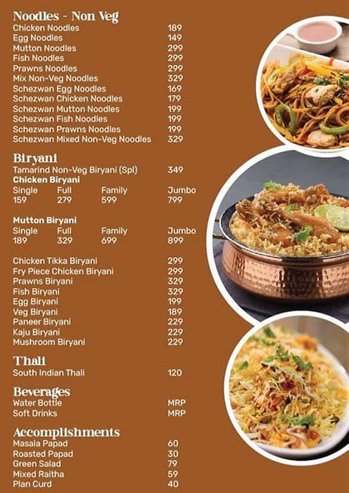 Menu of Tamarind Kitchen, Kompally, Hyderabad