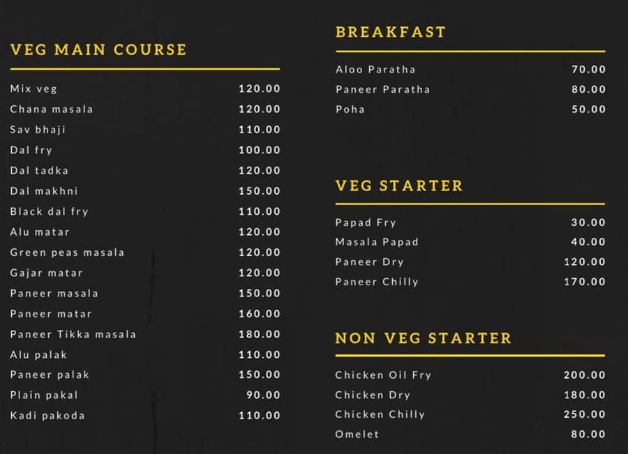 Menu of Uttarakhand Punjab Dhaba, Kasarvadavli, Thane West, Thane