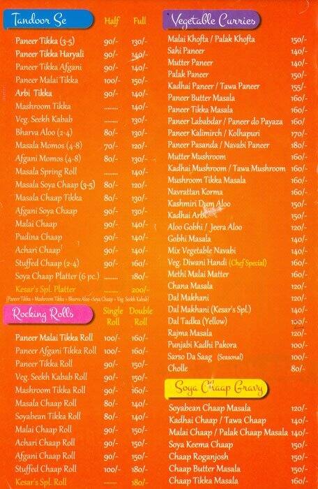 Kesar Menu, Menu for Kesar, Pitampura, New Delhi - Zomato