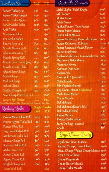 Kesar Menu, Menu for Kesar, Pitampura, New Delhi - Zomato
