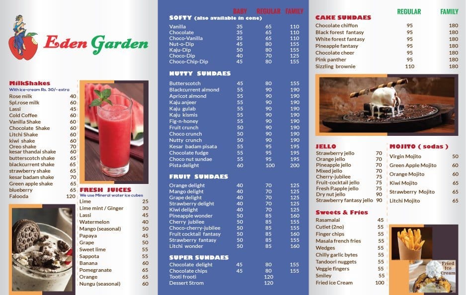 Eden Garden Menu, Menu for Eden Garden, MG Road, Puducherry - Zomato