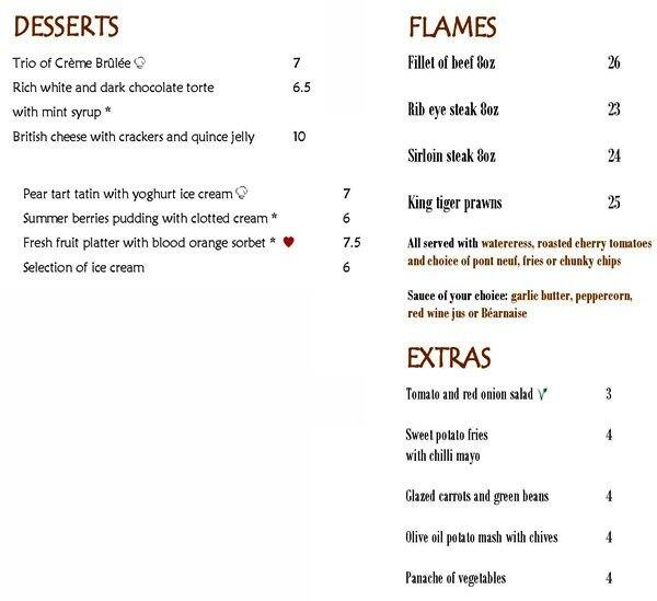 Menu at The Brasserie pub & bar, London, 146 Praed St