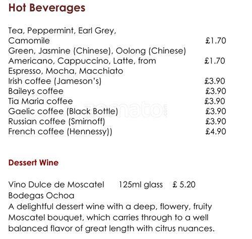 Menu at Dragon I restaurant, Glasgow