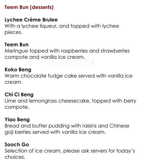 Menu at Dragon I restaurant, Glasgow