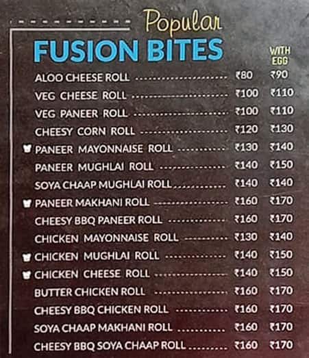 Menu of Rolls Mania, Kharadi, Pune