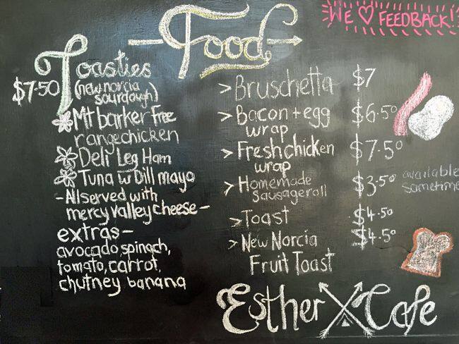 Esther Cafe Menu, Menu for Esther Cafe, Como, Perth - Urbanspoon/Zomato
