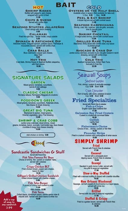 Menu at Fish Tales restaurant, New Caney, TX-494 Loop