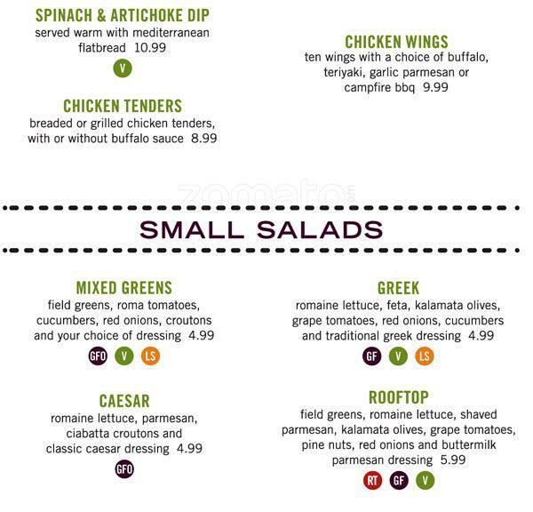 Menu at Rooftop 210 pub & bar, Charlotte