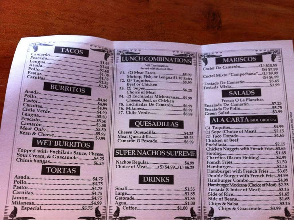 El Charro Mexican Food Menu, Menu for El Charro Mexican Food, Delano ...