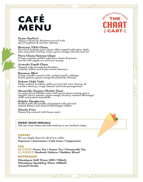 Menu at Bombay Sweet Shop, Mumbai