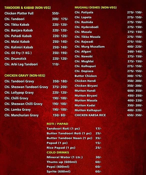 Menu of Mejwani, Ulhasnagar, Thane