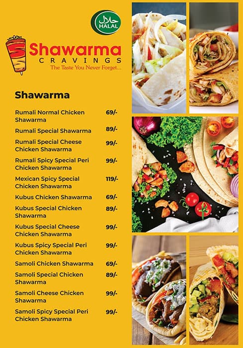 Menu of Shawarma Cravings, Hatigaon, Guwahati