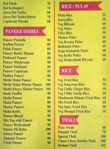 Menu of Masala Junction, Sector 72, Noida