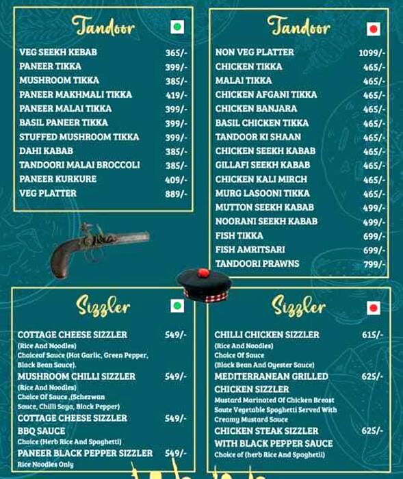 Menu at THE HIGHLANDERS, Amritsar