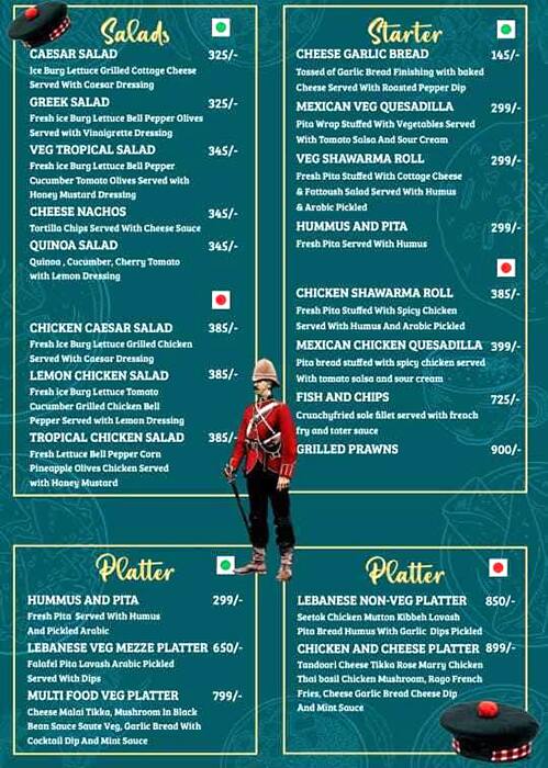 Menu at THE HIGHLANDERS, Amritsar