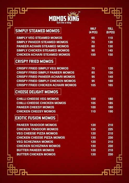 Menu of Momos King, Bhayandar, Mumbai