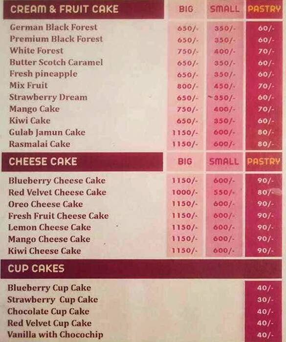 Menu of Dream Cake, Ghodbunder Road, Thane