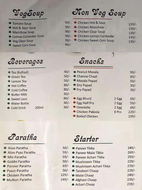 Menu of Parul Kitchen, Chaukhandi, Noida