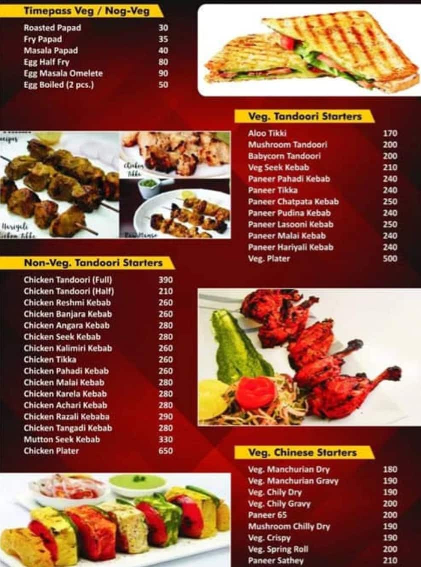 Menu of Hotel Pune Darbar, Chinchwad, Pune