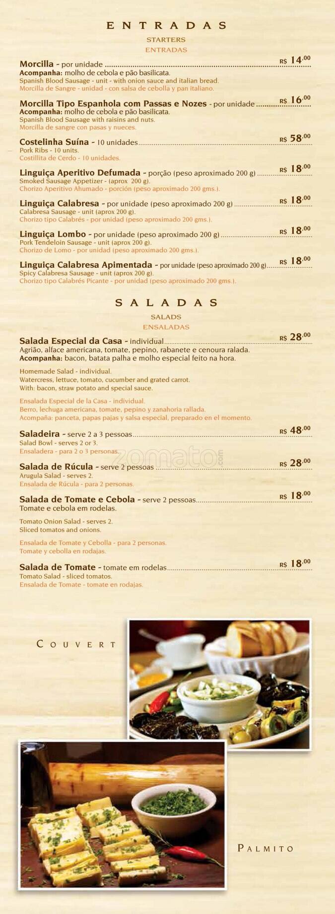 Menu at Templo da Carne Marcos Bassi steakhouse, São Paulo, R. Treze de ...