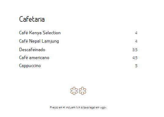 Menu at Alma restaurant, Lisbon, R. Anchieta 15