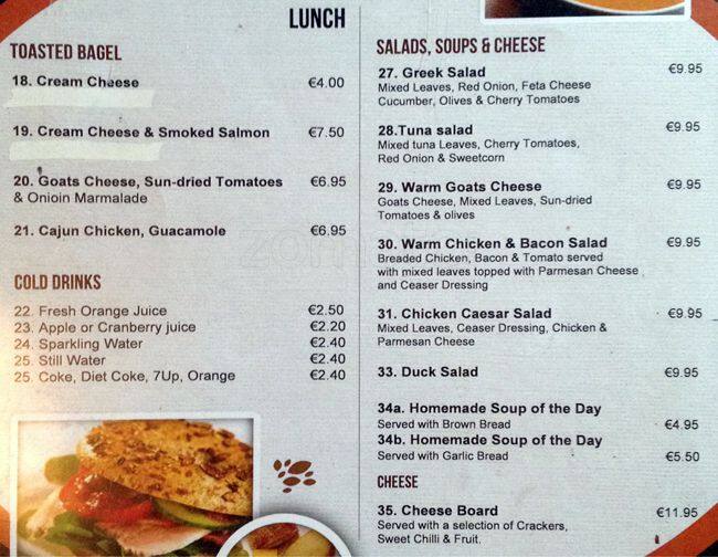 Menu at Coastal Cafe & Wine Bar, Dublin, New St