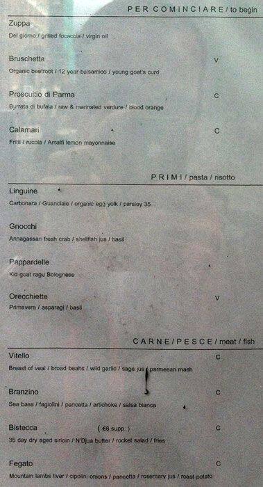 Menu at The Unicorn Restaurant, Dublin